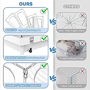 MoonOrange Small Turtle Tank, Turtle Aquarium, Acrylic Turtle Terrarium with Basking Platform, Bottom Drainage, Multi-Function Areas for Turtles, Crabs, Crayfish, Small Reptiles. (White Tank)