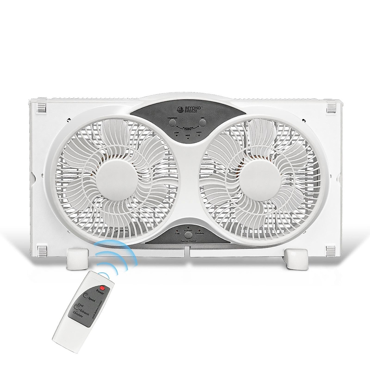 BEYOND BREEZE 9" Twin Window Fan 2-Speed Reversible Airflow Blades, Expandable, Manual Controls (Min. 22.4" Max. 34.3")
