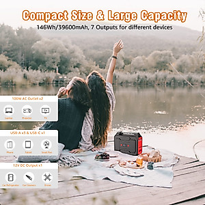 Apowking 146Wh Portable Power Bank with AC Outlet & 40W Foldable Solar Panel & 5 Watts USB Led Light Bulb, Portable Power Station for Camping, Home Emergency, Traveling, RV Trip