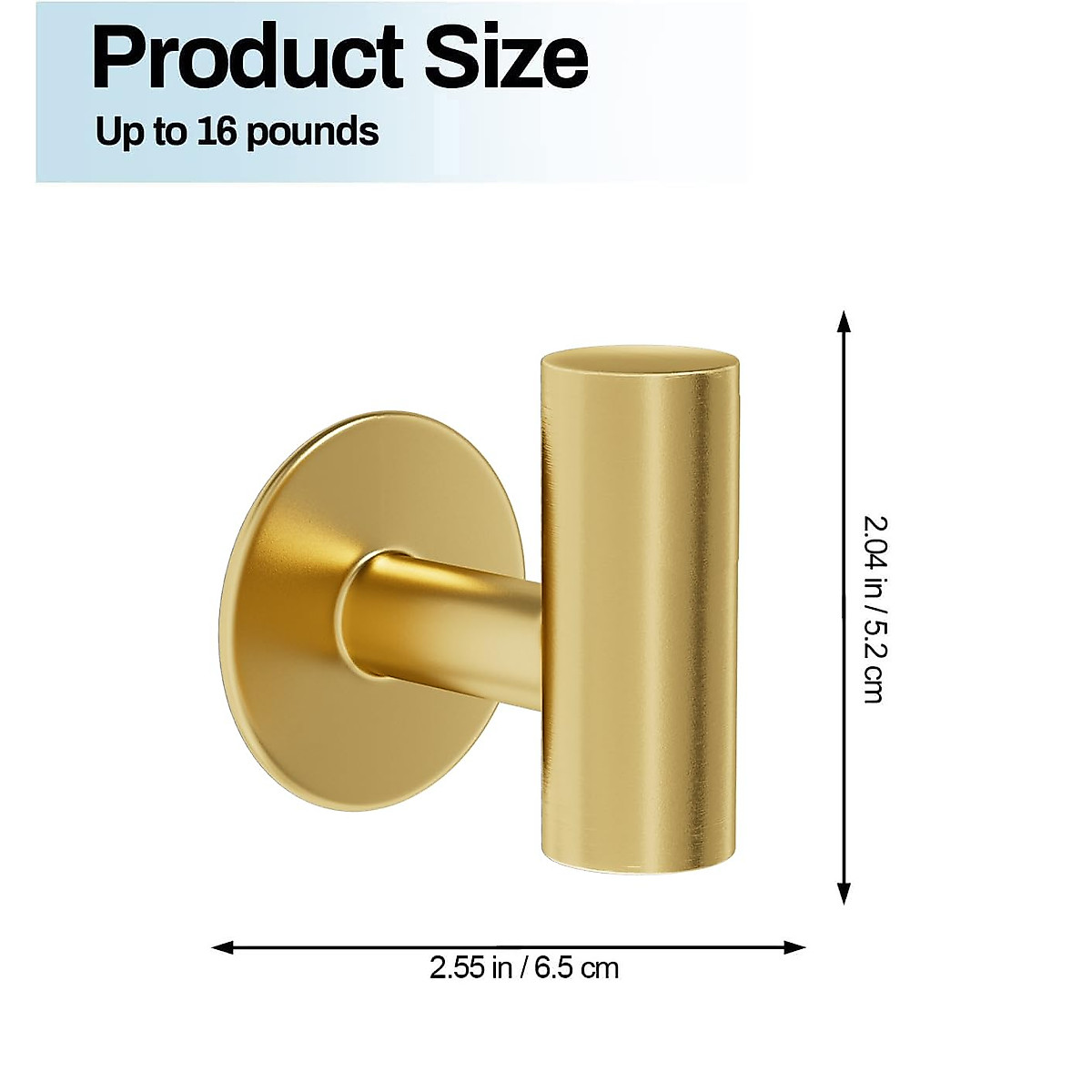 Kruodop Adhesive Hooks Towel Hooks for Bathroom,2 Packs Wall Mount Towel Holder, Matte Wall Robe Hook,Stainless Steel Heavy Duty Door Hanger Towel Hook for Kitchen, Bedroom,Hotel - Gold