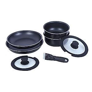 4Pcs Kitchen Cookware Set, Nonstick Pots and Pans Set with Detachable Handle, Aluminum Alloy Cookware Sets for All Hobs, Stackable Design, Dishwasher/Oven Safe