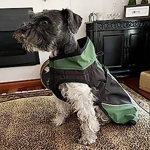 H.S.C.PET Reflective Dogs Raincoats Waterproof Shirts,Green Adjustable Puppy Lightweight Jacket, Doggie Windproof Warm Vest with Harness Hole