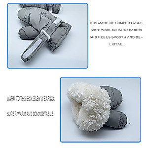 Urban Virgin Infant Baby Toddler Kids Winter Mittnes Lined Fleece Warm Waterproof Ski Snow Gloves For Boys Girls Grey Dino 6-24 Months