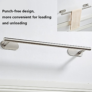 Stainless Steel Hand Towel Rack Thicken Bath Towel Rod Wall Mounted Single Towel Bar Nail-Free Installation Waterproof Towel Shelf for Bathroom Wall Mounted No Drill Rack Storage Toilet Silver