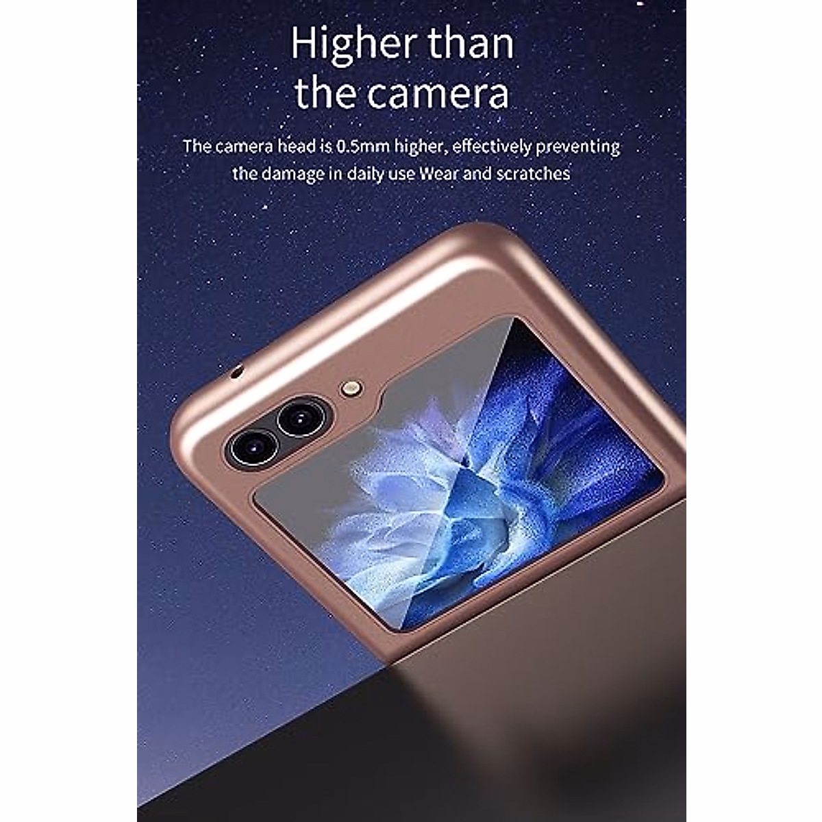 YJZSKRXFAK Case for Samsung Galaxy Z Flip5 5G 2023, Ultra Thin Slim Fit Elegant Business Smooth Cover Protective Cover Case for Galaxy Z Flip 5-Rose Gold