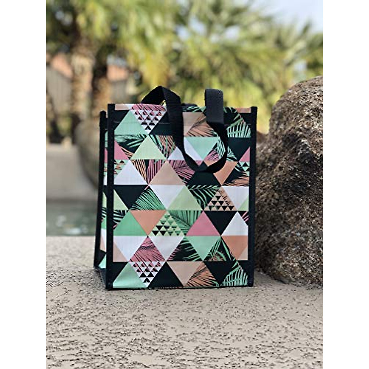 Foremost Reusable Bag Lunch/Gift Avocado and Soft Geometric Patterns 4 Pack Multi-Purpose Totes, small (74101)
