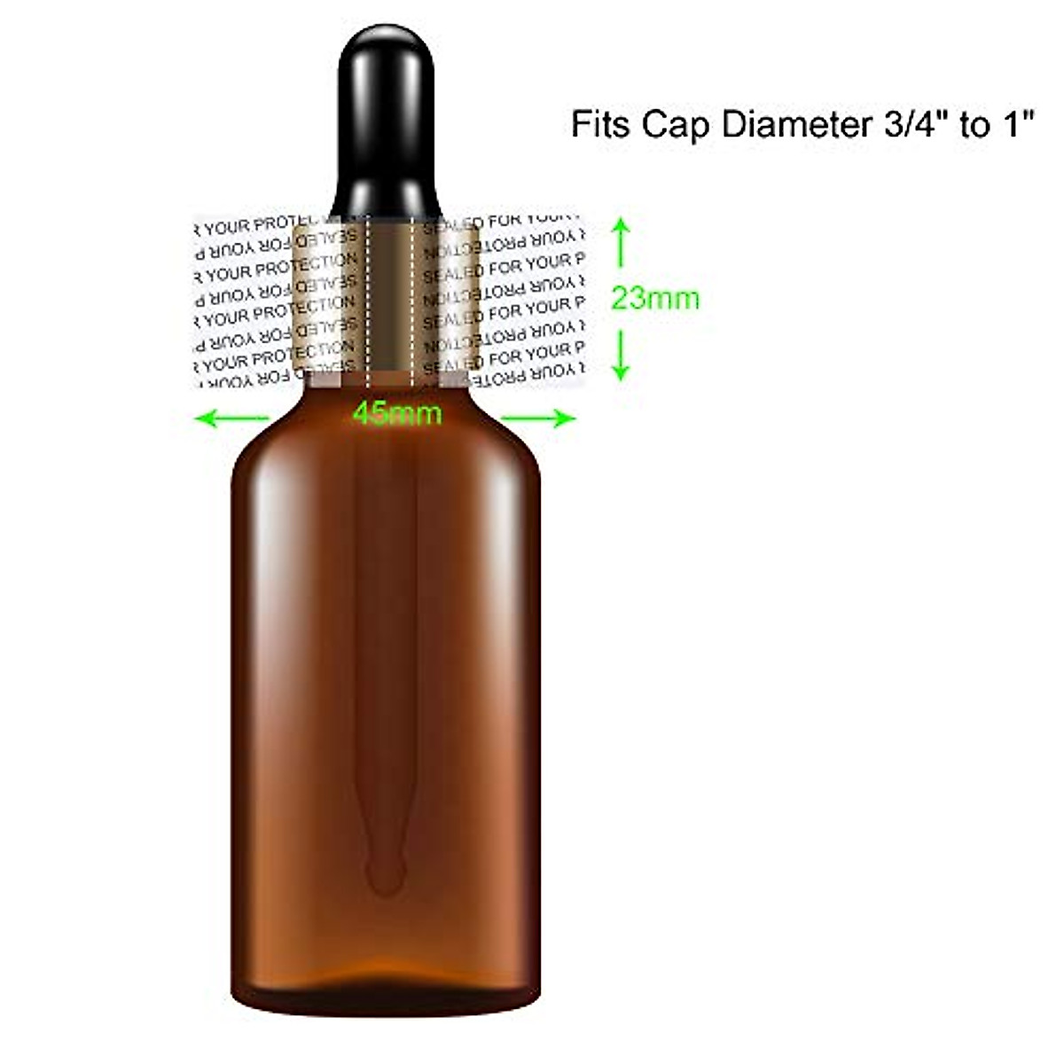 Shrink Bands,45x23mm 200Pcs Printed Perforated Heat Shrink Wrap Sealer for 1oz Glass Bottle Cap Fits 3/4" to 1" Diameter