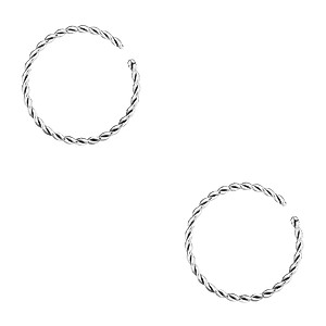 Forbidden Body Jewelry Set of 20G 8mm (5/16 Inch) Surgical Steel Braided Hoop Nose Rings