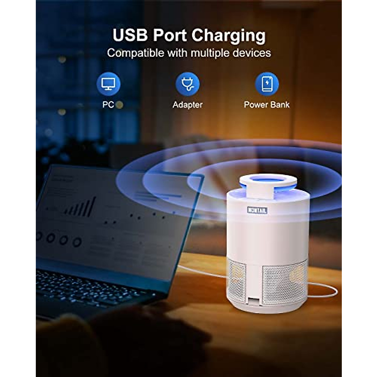 Fly Traps for Indoors, NONTAIL Indoor Fruit Fly Trap with 360°UV Light Fan, Catcher & Killer for Mosquito, Gnat, Moth, Fruit Flies, 4 Sticky Glue Boards Included