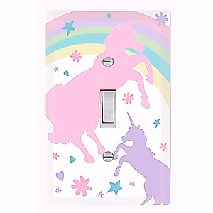 Girls Light Switch Cover Plate Kids Decorative Nursery Teen Toddler Room Decor Bedroom Bathroom Playroom (Pastel Unicorn)
