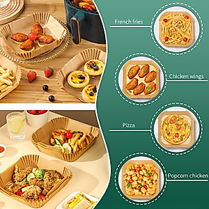 GUEICN 100Pcs Air Fryer Paper 7.9inch Baking Disposable Liner Anti Stick Air Fryer Parchment Paper Food Grade Baking Paper for Roasting Oven (Square)