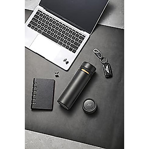 Hydr8 Rehydr8-Stainless Steel Water Bottle 17oz Thermos Coffee Flask Hydro Jug With Tea Infuser Stainless Steel Water Bottle w/ LED Temperature Display Stay Cold/Hot~24Hour-Black