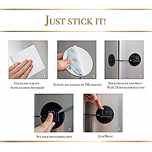 Refrigerator Lock Combination, Fridge Lock Combo - Take Care of Your Family with Strongholden - No Keys Needed - Just Stick It (Black & Round, 2pcs)