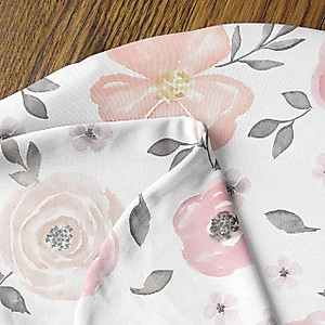 Sweet Jojo Designs Watercolor Floral Nursing Pillow Cover Breastfeeding Pillowcase for Newborn Infant Bottle Breast Feeding Pillow NOT Included - Blush Pink Grey Boho Shabby Chic Rose Flower Farmhouse