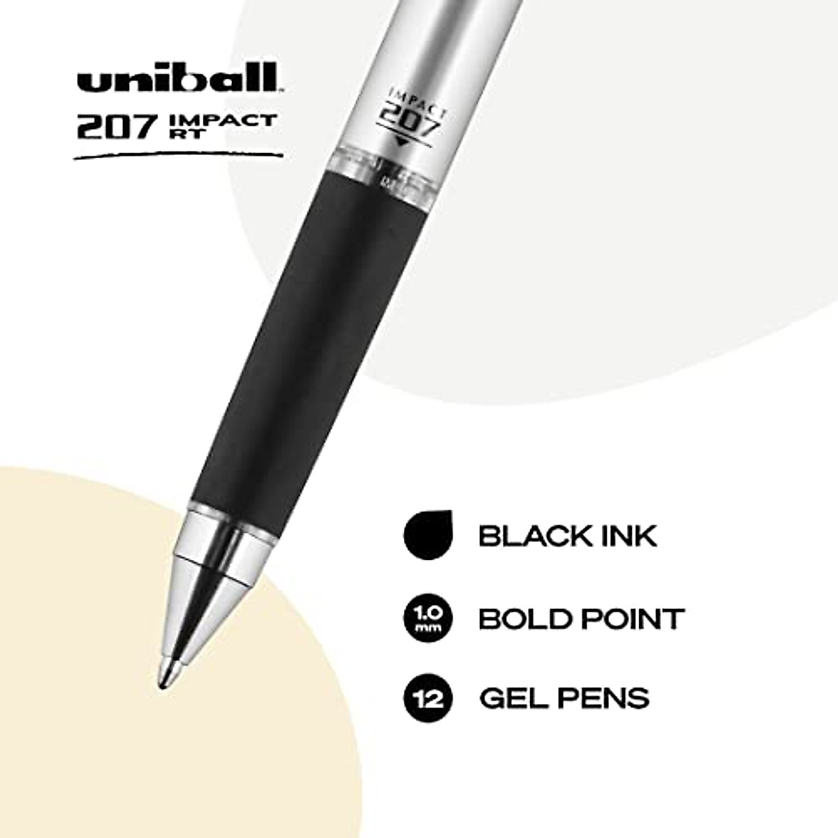 Uni-ball Signo 207, Impact RT Gel Pen 1.0mm Bold Pens, Bulk Pens 12 Pack, Black Ink Pens by Uniball, Try Black Pens, Gel Pens, Colored Pens, Office Supplies, Colorful Pens, Blue Pens Ballpoint