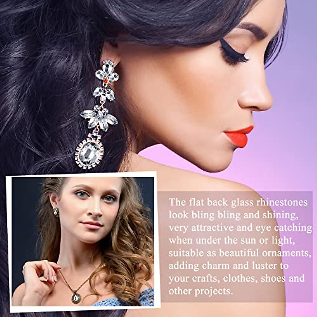 240 Pieces Large Sew on Rhinestones Clear Glass Crystal Gems Diamond Stone Metal Back Prong Setting Crafts Mix Shapes Claw for Jewelry, Clothes, Shoes, Costume (Clear White)