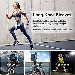 Full Leg Sleeves Long Compression Leg Sleeve Knee Sleeves Protect Leg, for Man Women Basketball, Arthritis Cycling Sport Football, Reduce Varicose Veins and Swelling of Legs