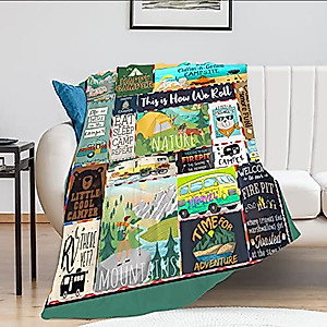 yiycqur Ultra Soft Light Weight Happy Camping Throw Blanket Air Conditioning Blanket for Bed Couch Sofa Living Room Picnic 50x40/60x50/80x60 Inches