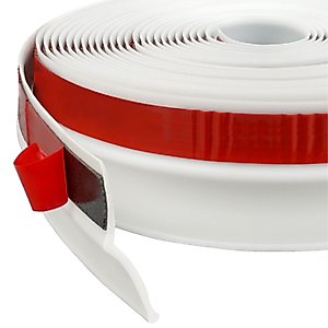 FOSLUOC Garage Door Seal Top and Sides Seal Strip White 34 FT Adhesive Backed Rubber Weather Stripping Replacement Weatherproofing Universal Sealing