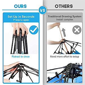 MIRUS Pop Up Beach Tent, Deluxe XL Sun Shade Shelter for 3-4 Person with UPF50+ Protection, Extendable Floor & 3 Ventilating Windows Carrying Bag Stakes and Guy Lines