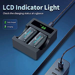 LP Xbox Controller Battery Charger Pack, 2 x 2500mAh Rechargeable Batteries with Charger Station for Xbox Series X|S, Xbox One S/One X/One Elite Controllers with LCD Dual Charger