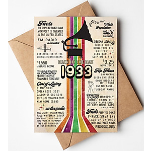 Katie Doodle - Super Cute, 92nd Birthday Card, (Handmade in USA), 92nd Birthday Gifts for Women, 92nd Birthday Gifts for Men, 92nd Birthday Decorations for Men or Women, 1933