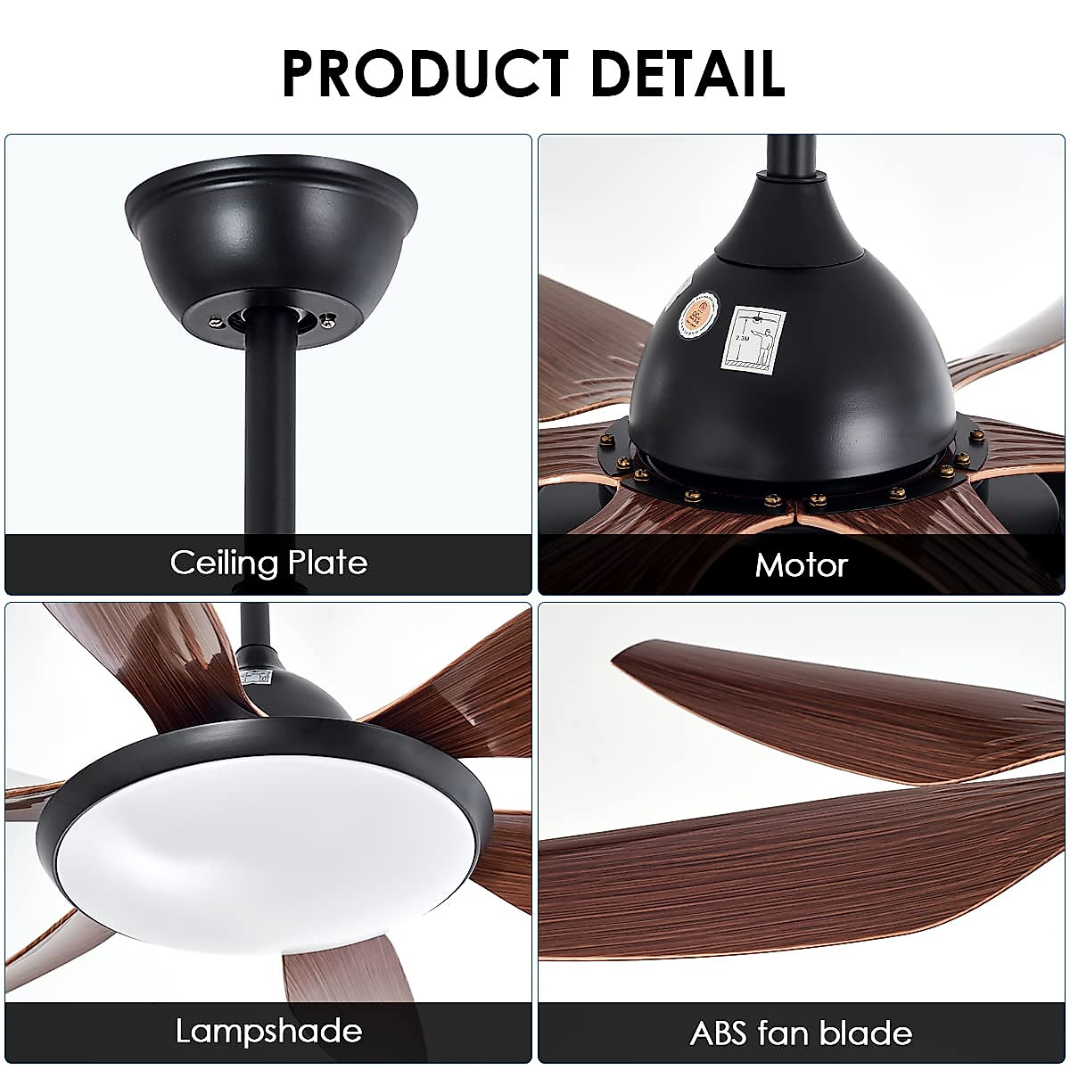 GDLT Farmhouse Ceiling Fan Chandelier, 56" Rustic Brown Ceiling Fan Light with Reversible Motor, with Remote Vintage 6 Blades Ceiling Fan Chandelier for Patio, Living Room, Dining Room