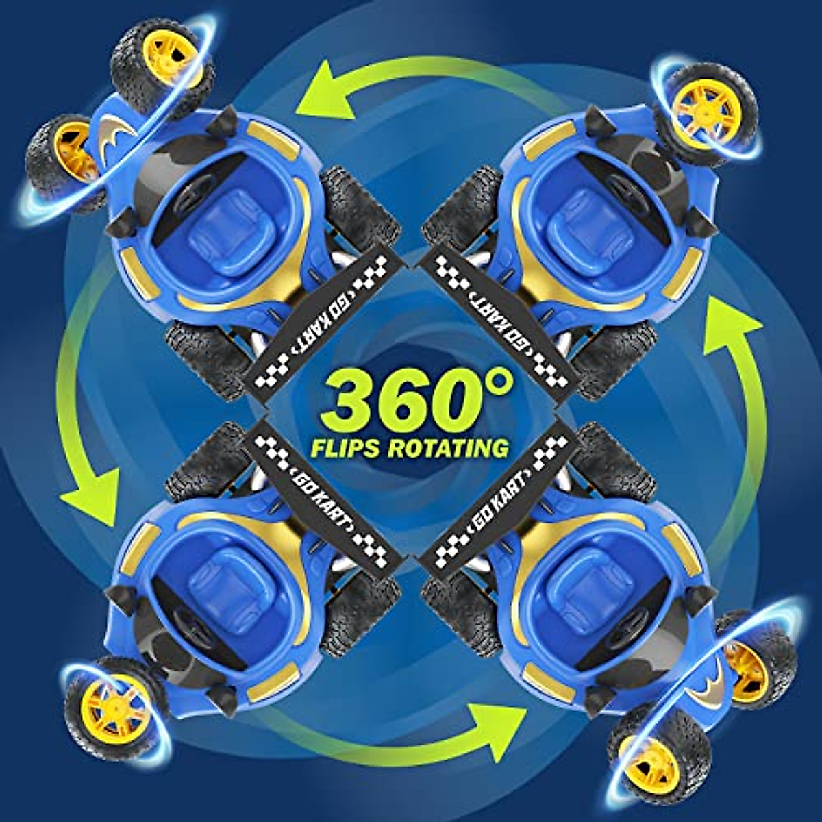 STAVOZE Remote Control Car, RC Stunt Car with 4 Batteries, 2.4Ghz Double Sided 360° Rotating and Tumbling RC Car with Lights and Music, Remote Control Toy Car for Boys/Girls 4-7, 8-12, Birthday/Xmas