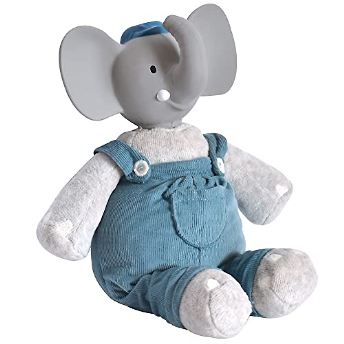 Tikiri Toys Alvin The Elephant Plush Toy with Organic Natural Rubber Head, Ages 6 Months & Up