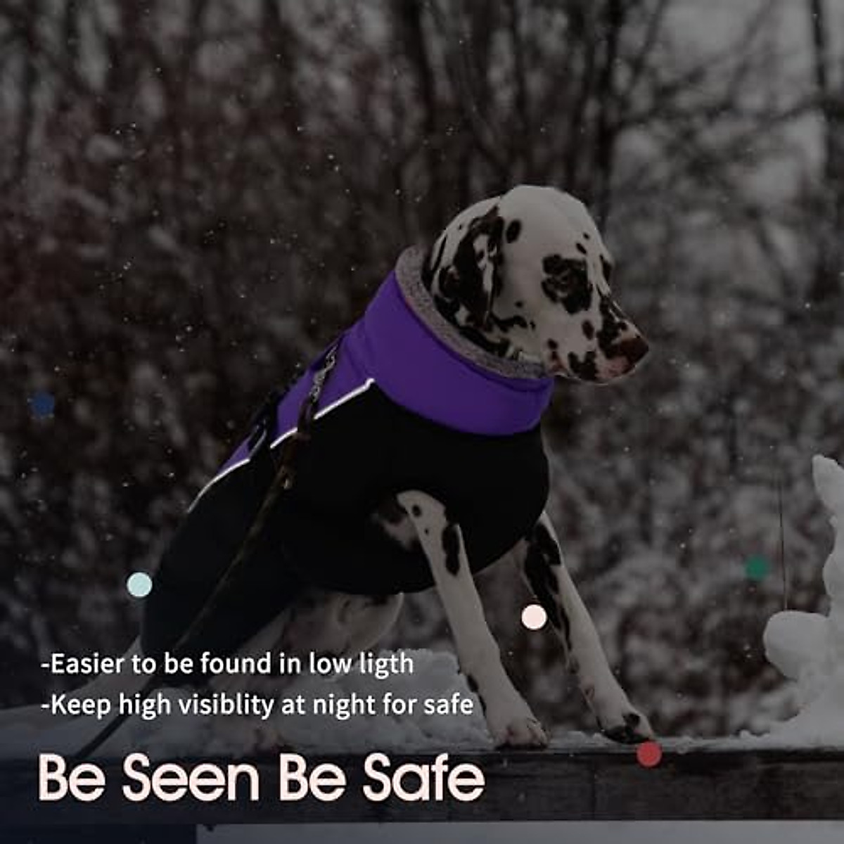 IECOii Extra Warm Dog Coat Reflective Adjustable Dog Jacket Dog Winter Coat with Buckle Fleece Turtleneck Dog Jacket for Cold Weather Soft Winter Coat for Small Medium Extra Large Dogs