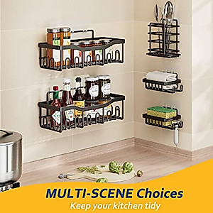 Shower Caddy, Bathroom Shower Organizer [5-Pack], Self Adhesive Shower Shelves, Shower Shelf for Inside Shower Rack, Stainless Steel Rustproof Bathroom Storage, Wall Mounted Shower Accessories, Black