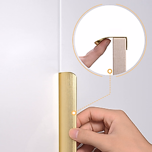 Satanga Edge Finger Pulls for cabinets Kitchen Invisible Hardware Concealed Drawer Pull Aluminum Hidden Door Long Handles Pack of 5 Modern Brushed Brass 11.81" Overall Length Easy Installation