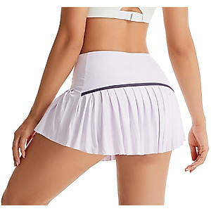 2 Pack Tennis Skirts for Women with Pockets High Waist Athletic Shorts Pleated Sports Golf Skorts Small Black White