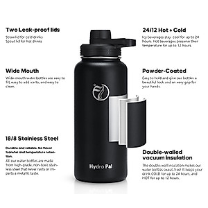 32oz/25oz Insulated Water Bottles with 2 Leak Proof Lids(Spout Lid and Straw Lid), Wide Mouth Sport Water Bottle with Straw, Stainless Steel Powder-Coated Water Flask, Double Walled Vacuum Thermos