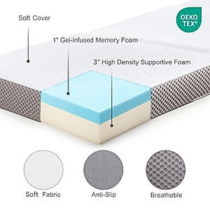 Kingfun Memory Foam Folding Mattress, 4 Inch Gel-Infused Foldable Floor Mattress, Breathable Tri-fold Mattress Topper with Cover, Soft Folding Foldable Portable Floor Guest Bed (Full)