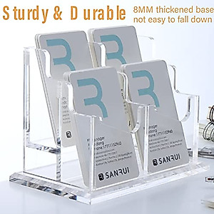 SANRUI Vertical Business Card Holder, Acrylic Business Card Display，Clear Desktop Business Card Stand for Exhibition, Home & Office
