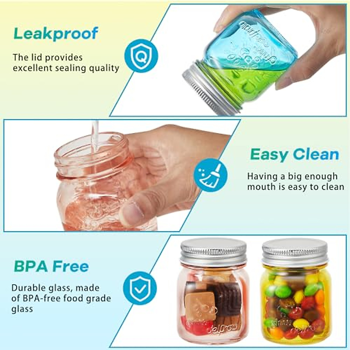 Tessco 36 Pack Small Colored Mason Jars 8oz / 5oz with Lids Canning Jars Glass Jars for Jam Honey Jelly Spice Preserving Candle Meal Prep DIY Pickling Jars (5 oz)