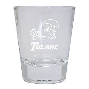 R and R Imports Tulane University Green Wave Etched Round Shot Glass 4-Pack Officially Licensed Collegiate Product
