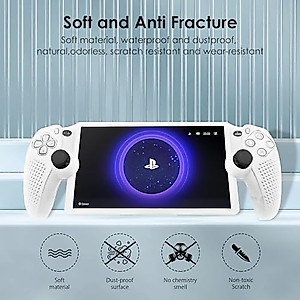 Qoosea for Sony PlayStation Portal Case Silicone Shock-Absorption Anti-Fingerprint Scratch Resistant Cover Case for PlayStation Portal - White