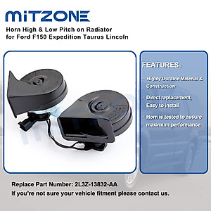 MITZONE Horn Assembly With Bracket Compatible with 2000-2006 Ford Taurus F-150 Expedition Mercury Sable Lincoln Navigator Blackwood Repalce 2L3Z-13832-AA