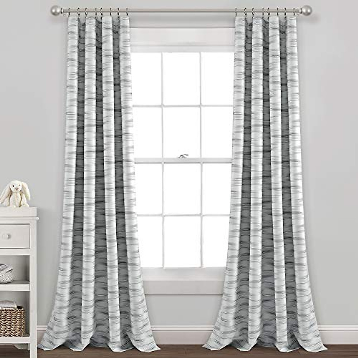 Lush Decor Baby Jungle Adventure Geo Blackout Window Curtain Single Panel, Gray