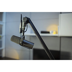 Gator Frameworks Deluxe Desk-Mounted Broadcast Microphone Boom Stand For Podcasts & Recording, Integrated XLR Cable (GFWBCBM3000), Black
