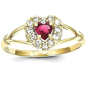 IceCarats 10K Yellow Gold Red White Cubic Zirconia CZ Heart Love Ring Size 8