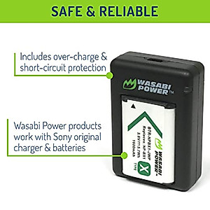 Wasabi Power NP-BX1 Battery (2-Pack) and Dual USB Charger for Sony NP-BX1/M8, Cyber-Shot DSC-HX95, HX99, HX350, RX1, RX1R II, RX100 (II/III/IV/V/VA/VI/VII), FDR-X3000, HDR-AS50, AS300, ZV-1 and More