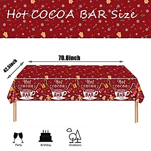 Akide Hot Cocoa Bar Tablecloth 3 Pack Disposable Christmas Table Cloth Rectangle for Christmas Party Winter Wonderland Birthday Baby Shower It's Cold Outside New Year Party Decorations (Red)