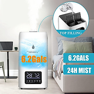 JIAWANSHUN Commercial Humidifier Industrial Humidifier 85 Pints Per Day 24L Water Tank 1600-2100sq.ft for Green House Grow Room Office Home (110V, Upgraded Version)