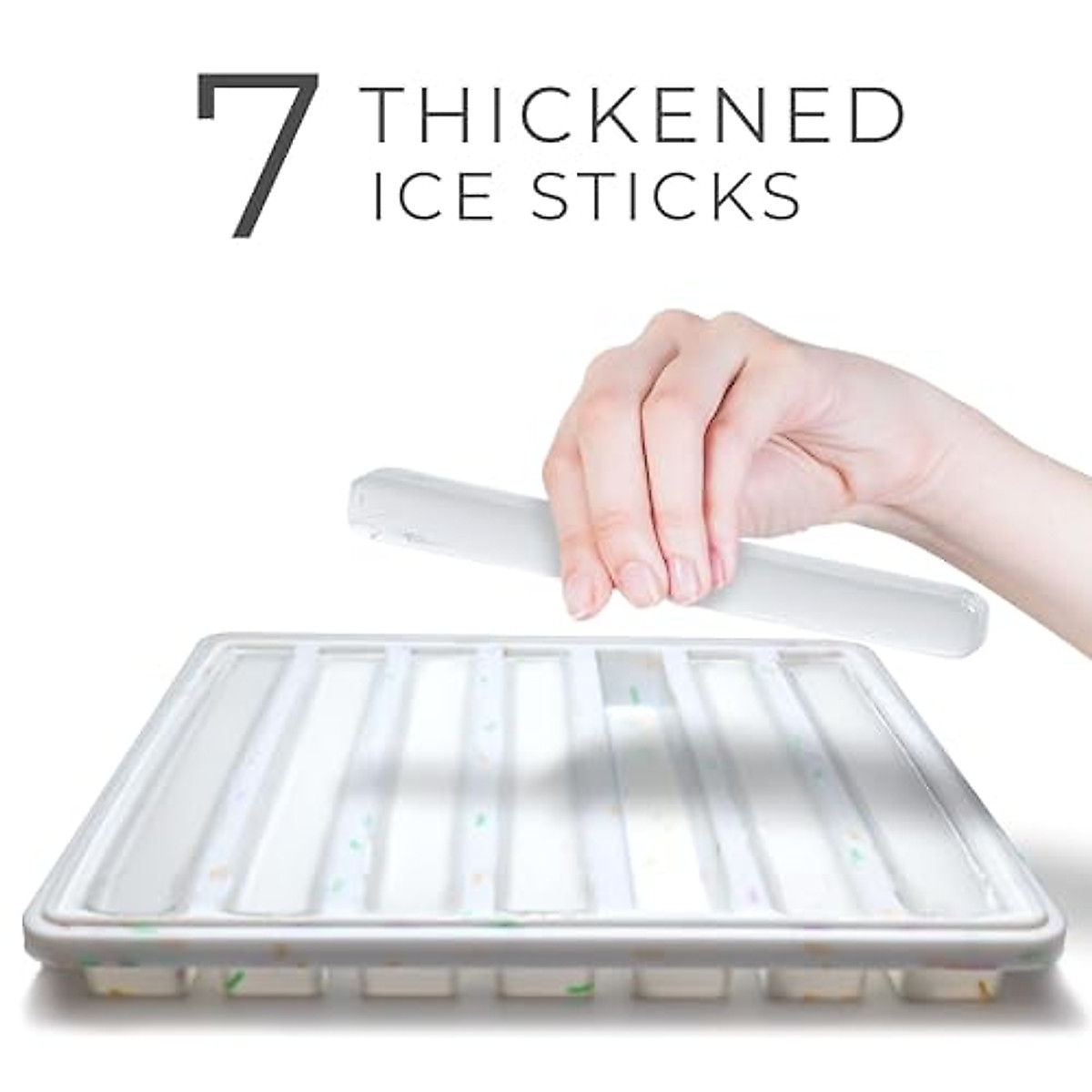 purifyou Silicone Ice Cube Tray for 40oz Stanley Tumbler Cup with Lid, 7PCS Long Ice Stick Trays, Bottle Water, Juice, Easy Push & Pop-Out Ice Maker for Freezer