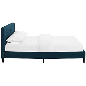 Modway Linnea Upholstered Azure Full Platform Bed with Wood Slat Support