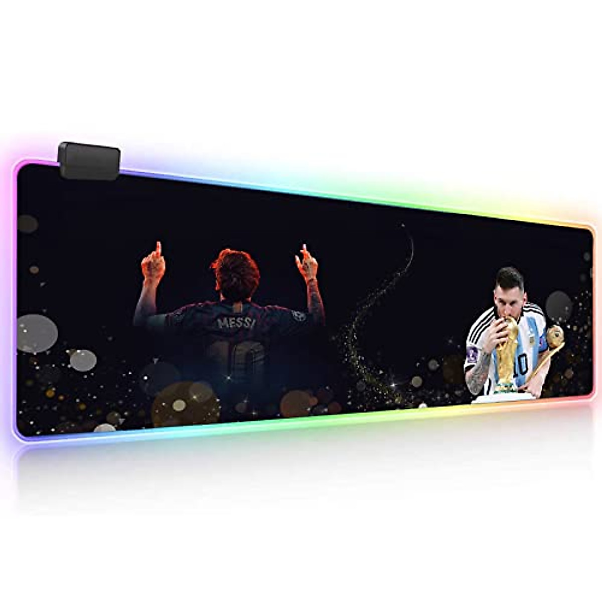 Champion World Cup RGB Soft Gaming Mouse Pad Large Oversized Glowing Led Extended Mousepad Non-Slip Rubber Base Computer Keyboard Pad Mat