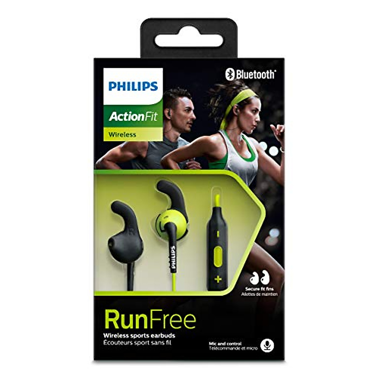 Philips ActionFit in-Ear Wireless Headphones with IPX2 Sweat-Proof Design (SHQ6500CL), Black/Lime Green